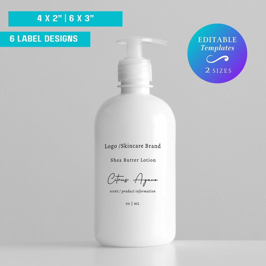 Shea Butter Lotion Label Template Editable Minimal Organic Lotion Label ...