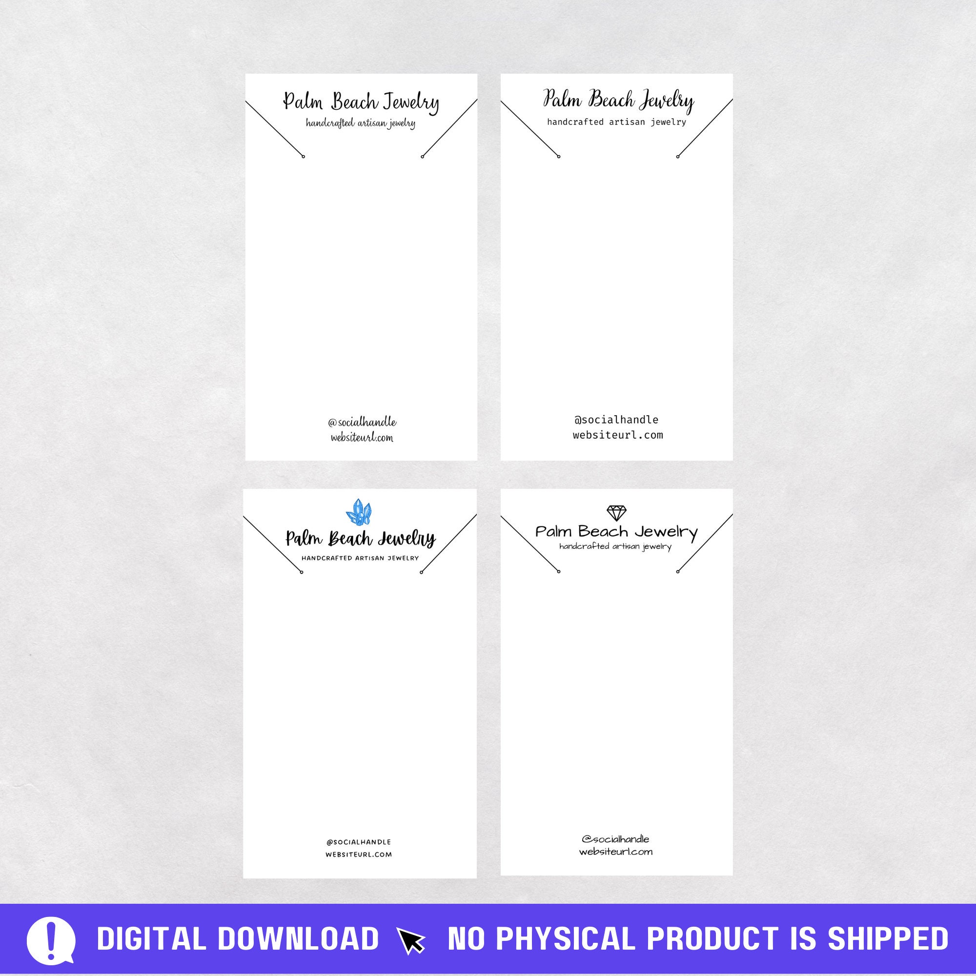 Jewelry Necklace Card Template Editable Necklace Display Card Template ...