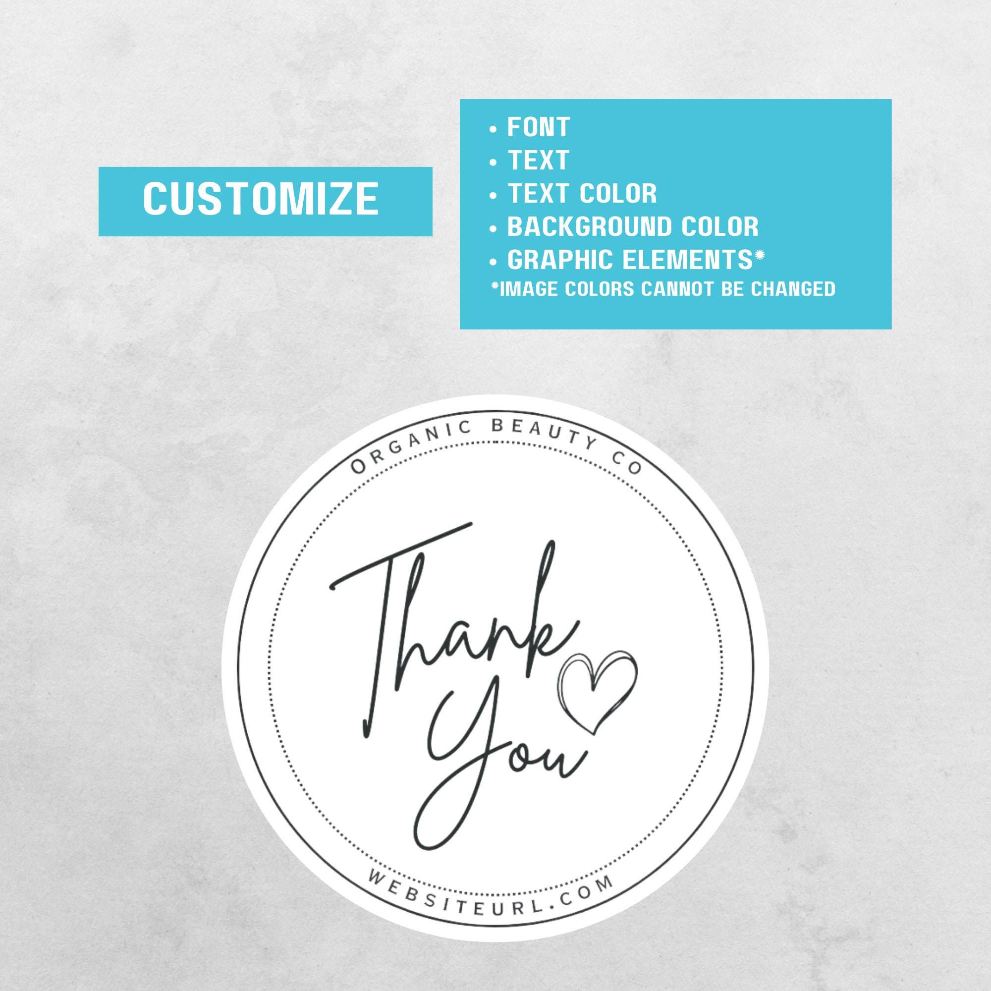 Round Thank You Card Label Template Edit in Canva 2x2 3x3 Thank You for ...