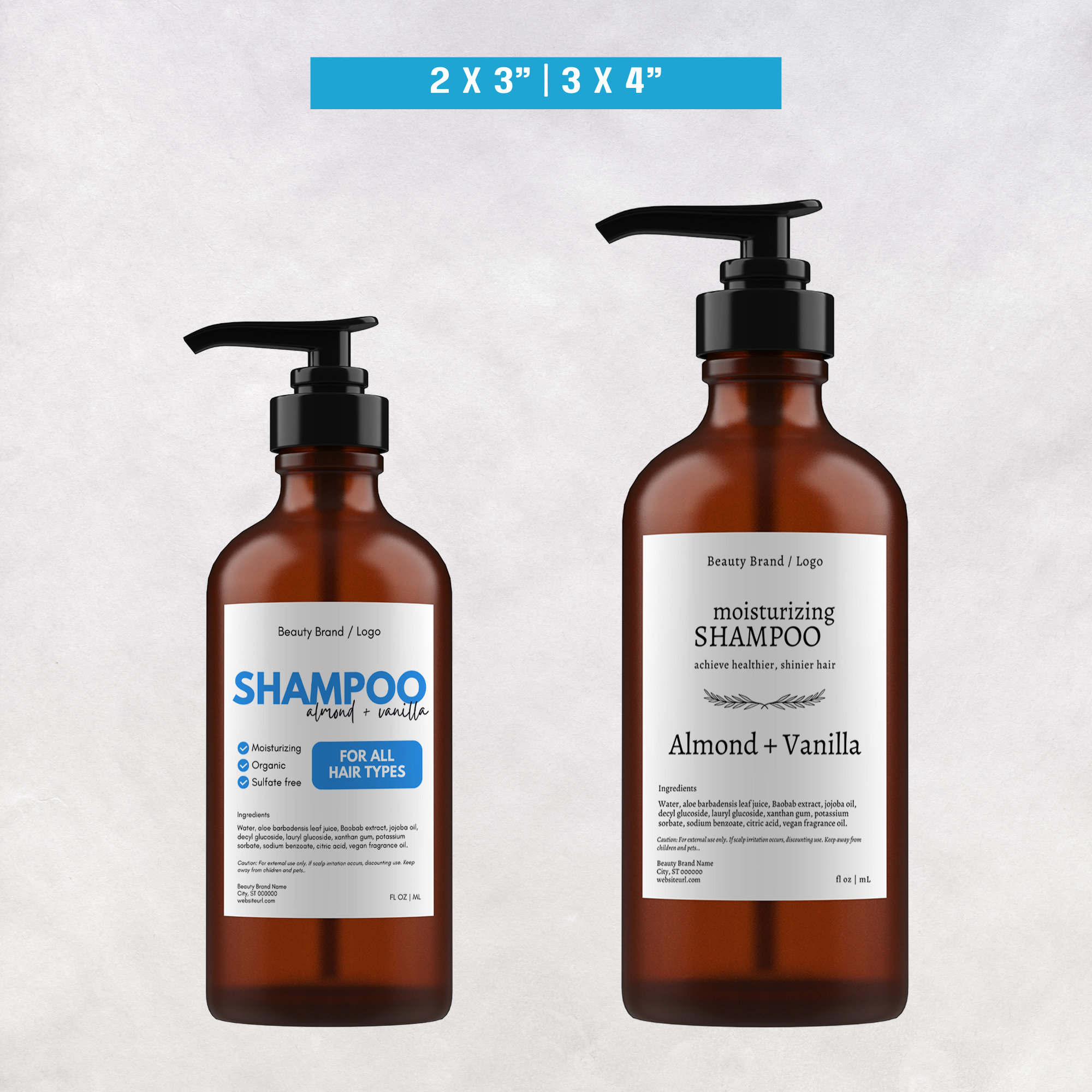 Shampoo Conditioner Label Template Vertical Editable Natural Hair Care ...
