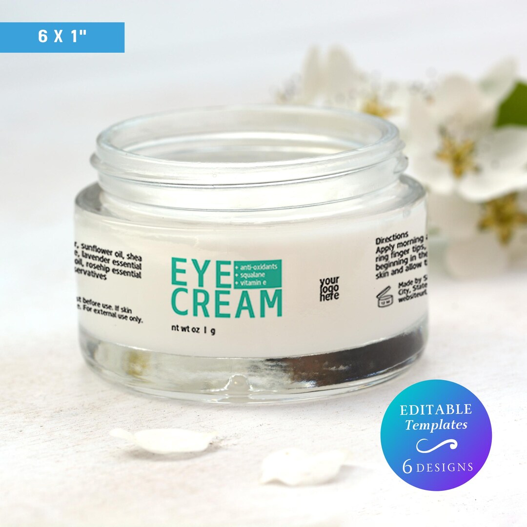 Handmade Under Eye Cream Label Template Editable Wrap Around Anti Aging ...