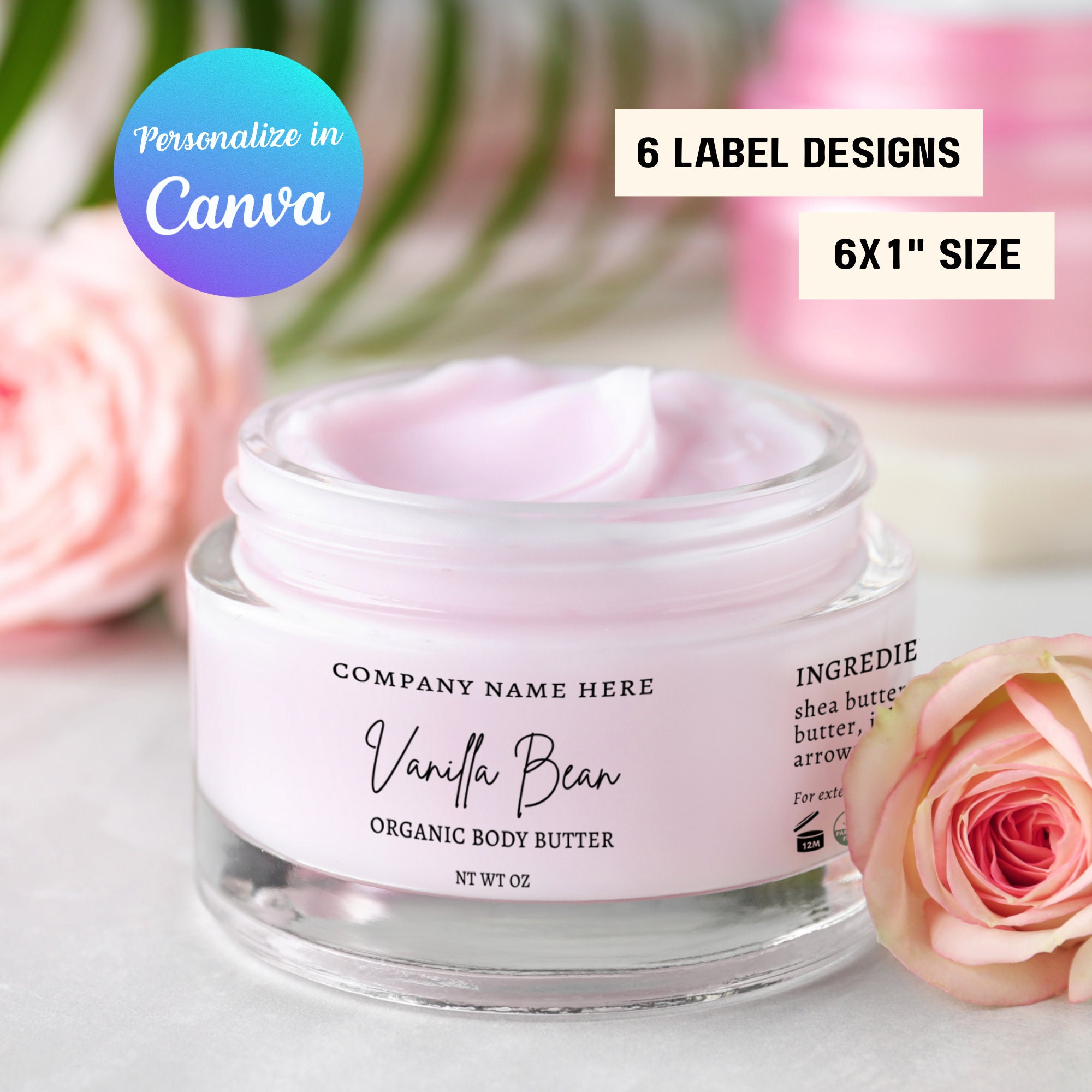 Wrap Around Cosmetic Jar Label Template Printable Balm Jar Label Custom ...