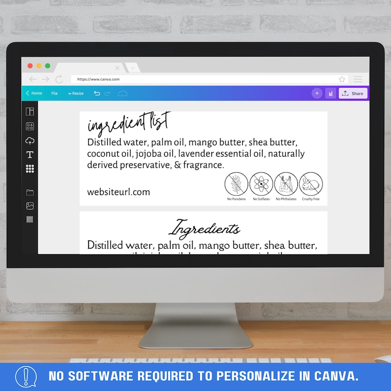 Rectangle Ingredient List Label Template Editable Small Ingredients ...