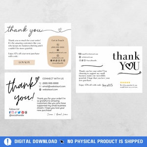 Thank You for Order Card Template Editable Handwritten Thank You Card ...