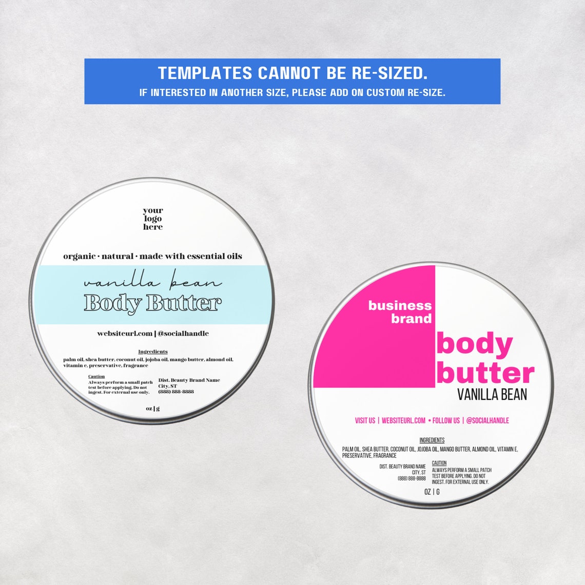 Round Body Butter Label Canva Template Editable Circle Cosmetic Label ...