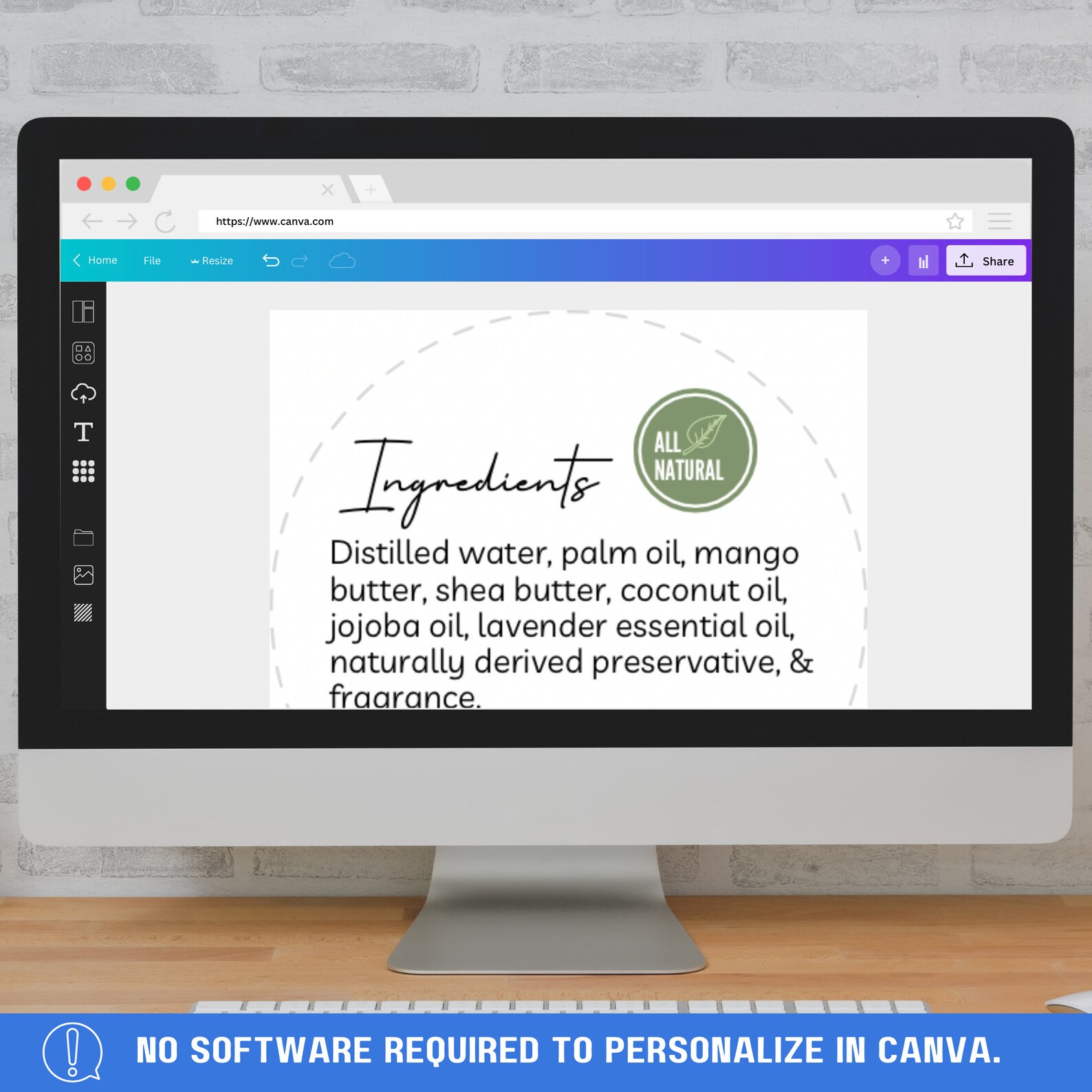 Round Ingredient List Label Template Editable Circle Ingredients Label ...