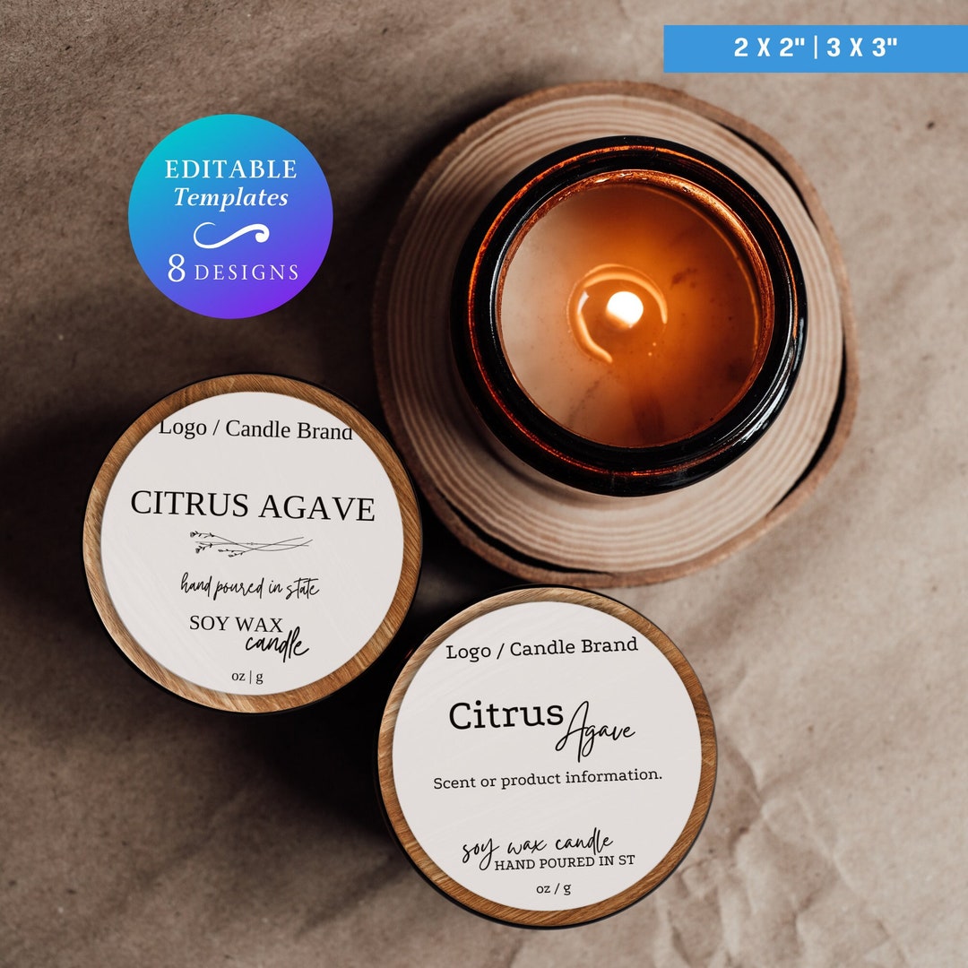 Round Artisan Candle Label Template Editable Circle Soy Candle Label ...