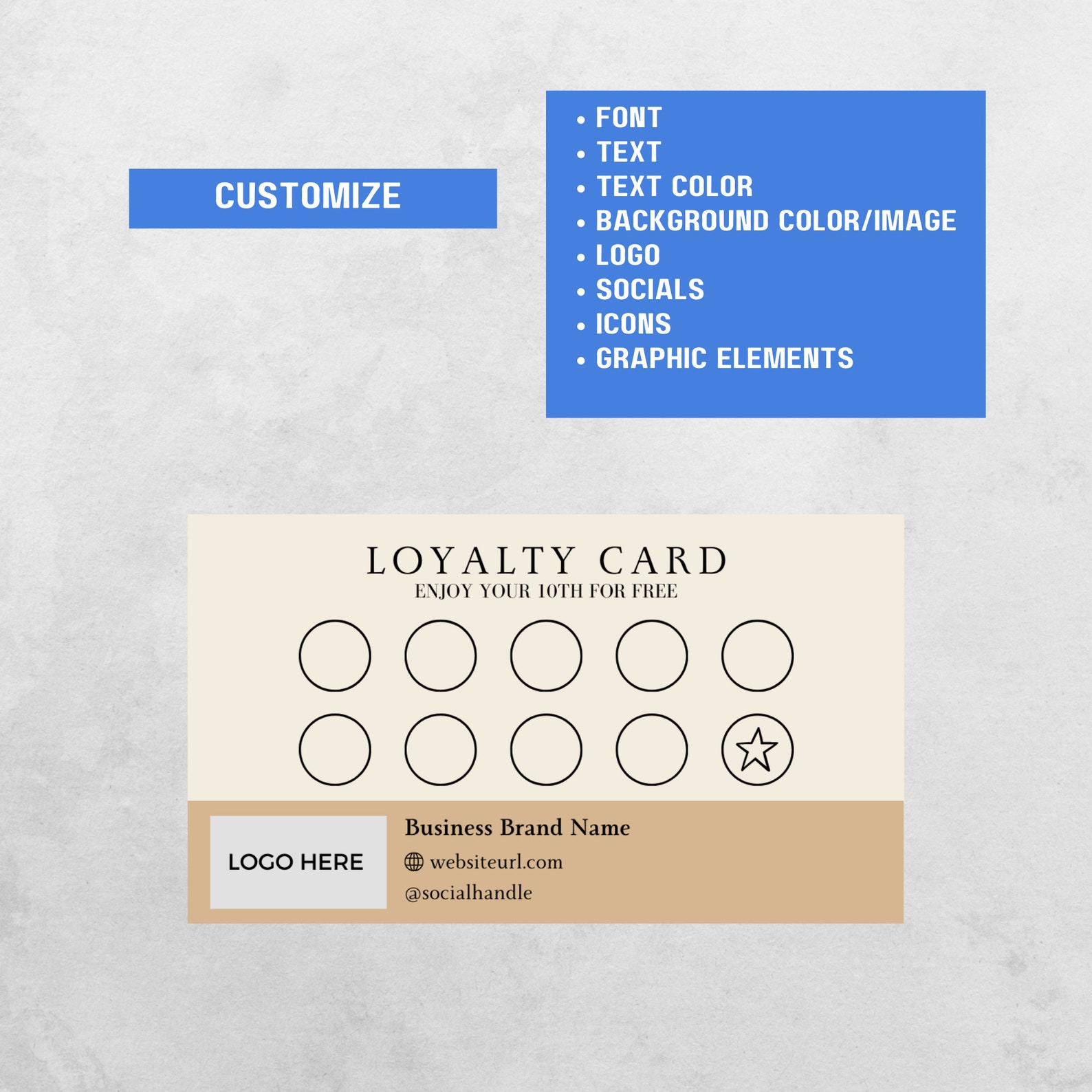 Loyalty Program Reward Card Template Editable Reward Program Card ...