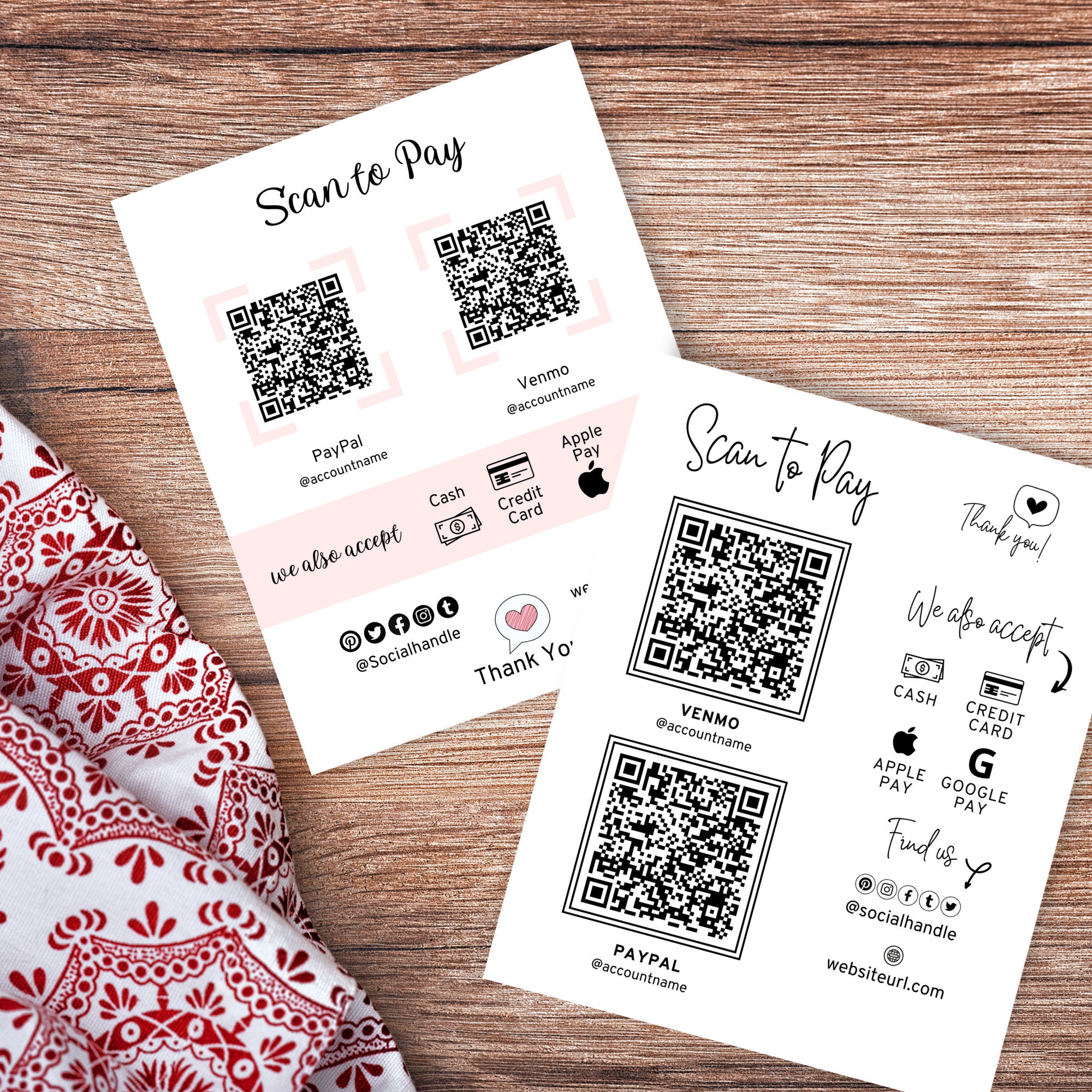 QR Scan to Pay Customizable Sign Small Business QR Sign DIY Scan to Pay ...