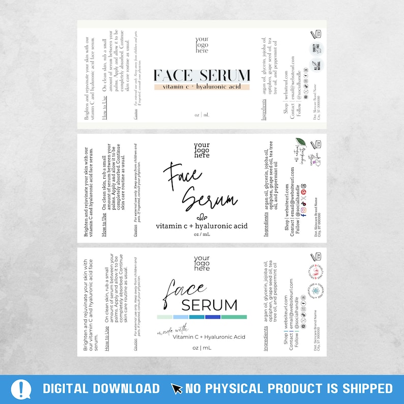 Wrap Around Facial Oil Bottle Label Template Editable Canva Oil Dropper ...