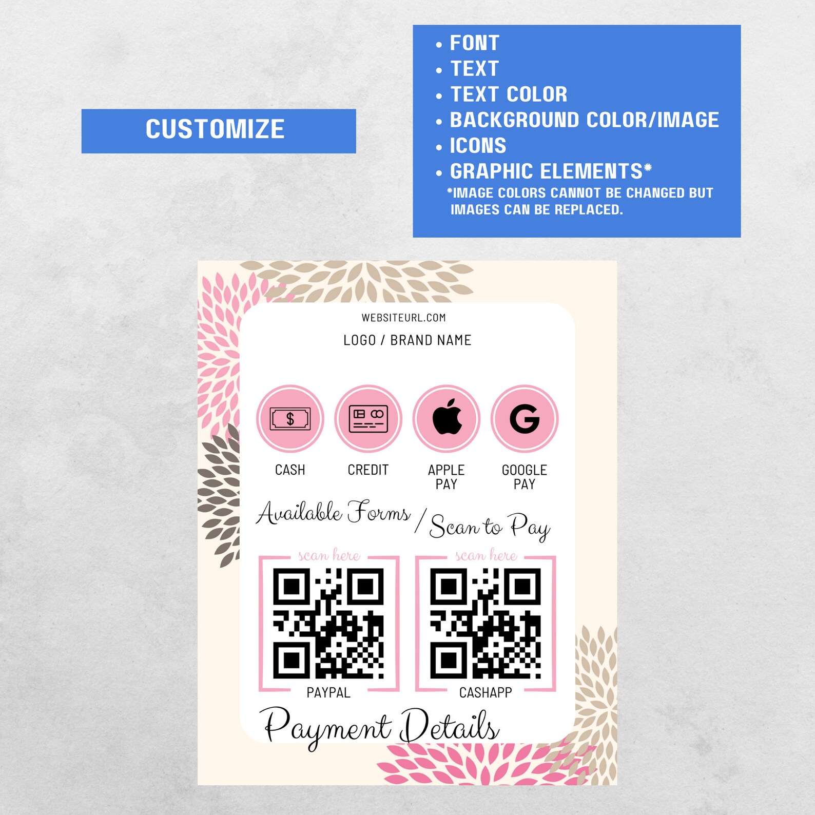 Payment Details Scan to Pay Sign Template Editable Scan to Pay Sign ...