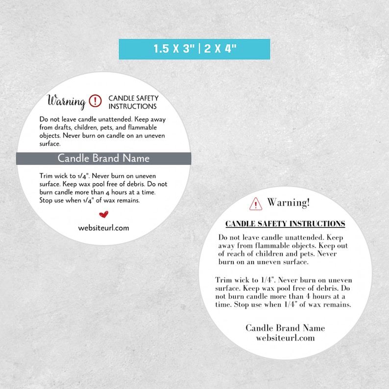 Candle Safety Instruction Label Template Custom Round Candle Safety ...