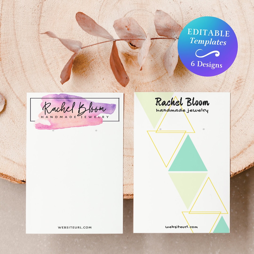 Jewelry Earring Card Template DIY Jewelry Card Template Editable ...