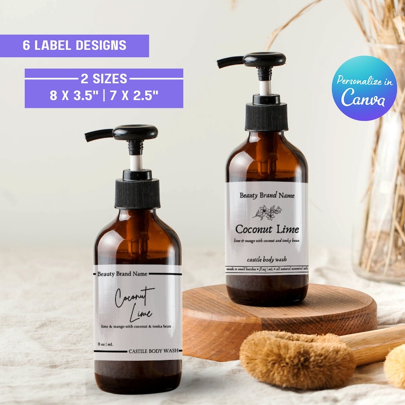 Editable Body Wash Label Template Handmade Liquid Soap Wrap Around ...