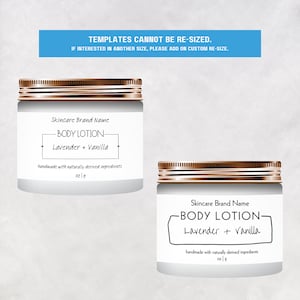 Body Lotion Wrap Around Jar Label Template Custom Skincare Moisturizer ...
