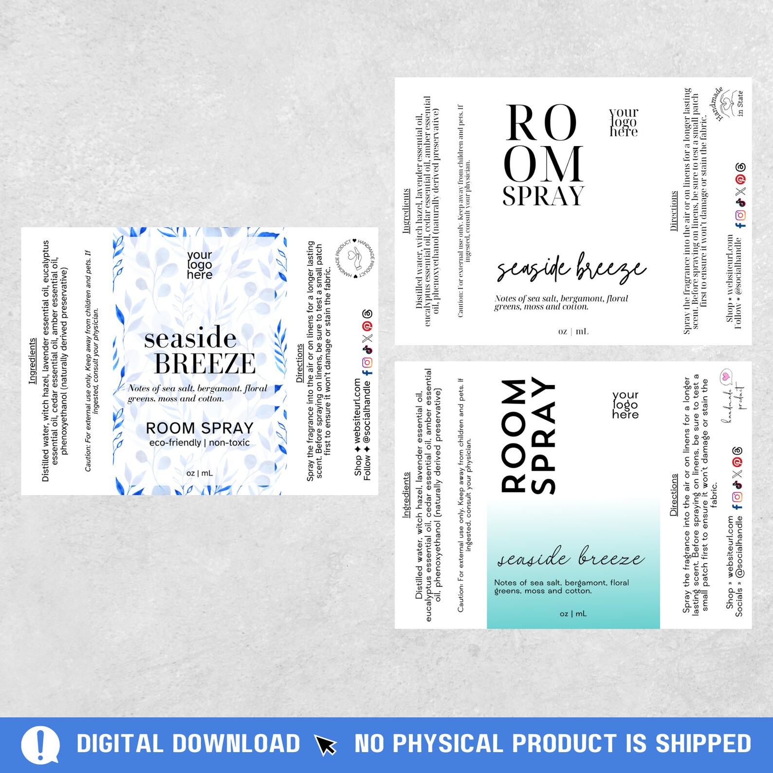 Room Deodorizer Spray Label Canva Template Editable Fragrance Spray ...