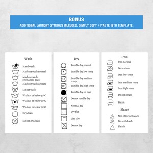 Washing Instructions Care Card Template Editable Laundry Care Card ...