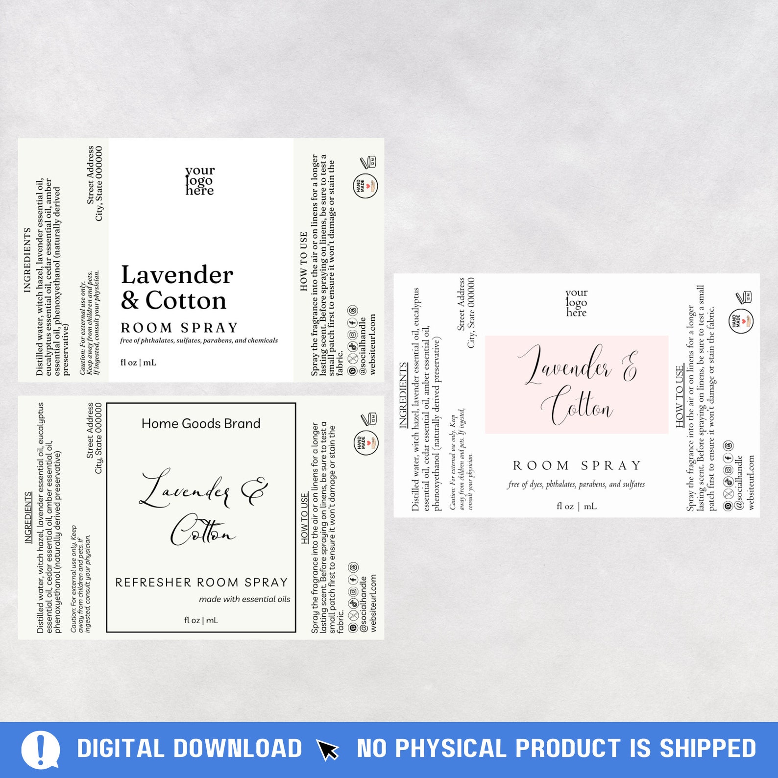 Room Refresher Spray Wrap Around Label Template Editable Canva Template ...