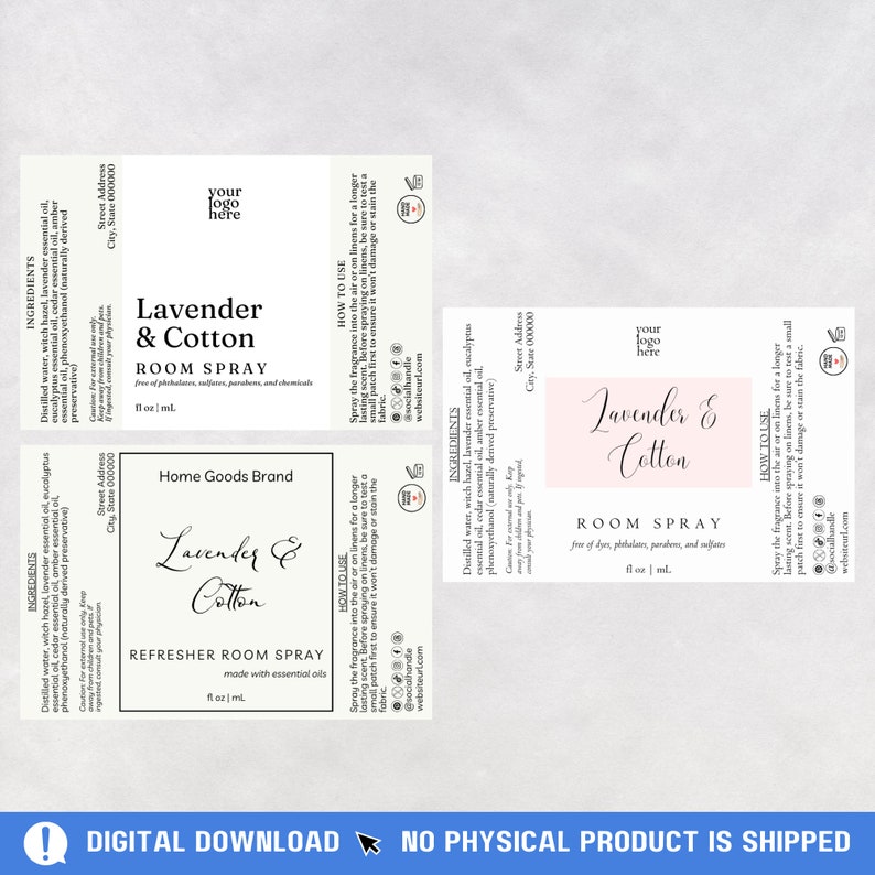 Room Refresher Spray Wrap Around Label Template Editable Canva Template ...