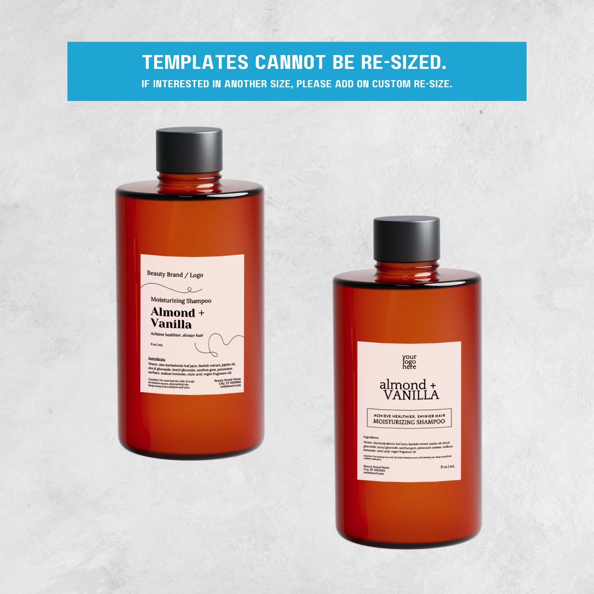 Shampoo Conditioner Label Template Vertical Editable Natural Hair Care ...