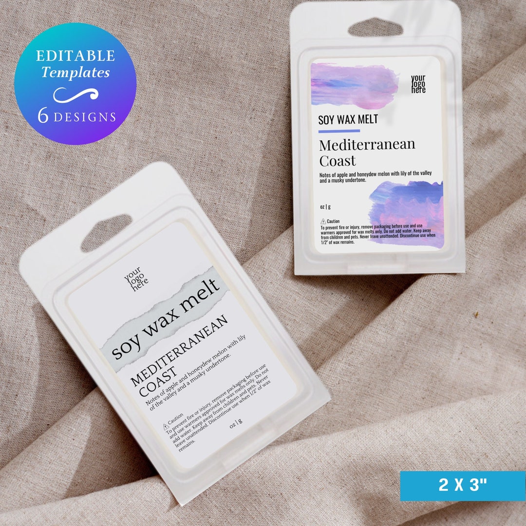 Custom Wax Melt Clamshell Label Canva Template Editable Soy Wax ...