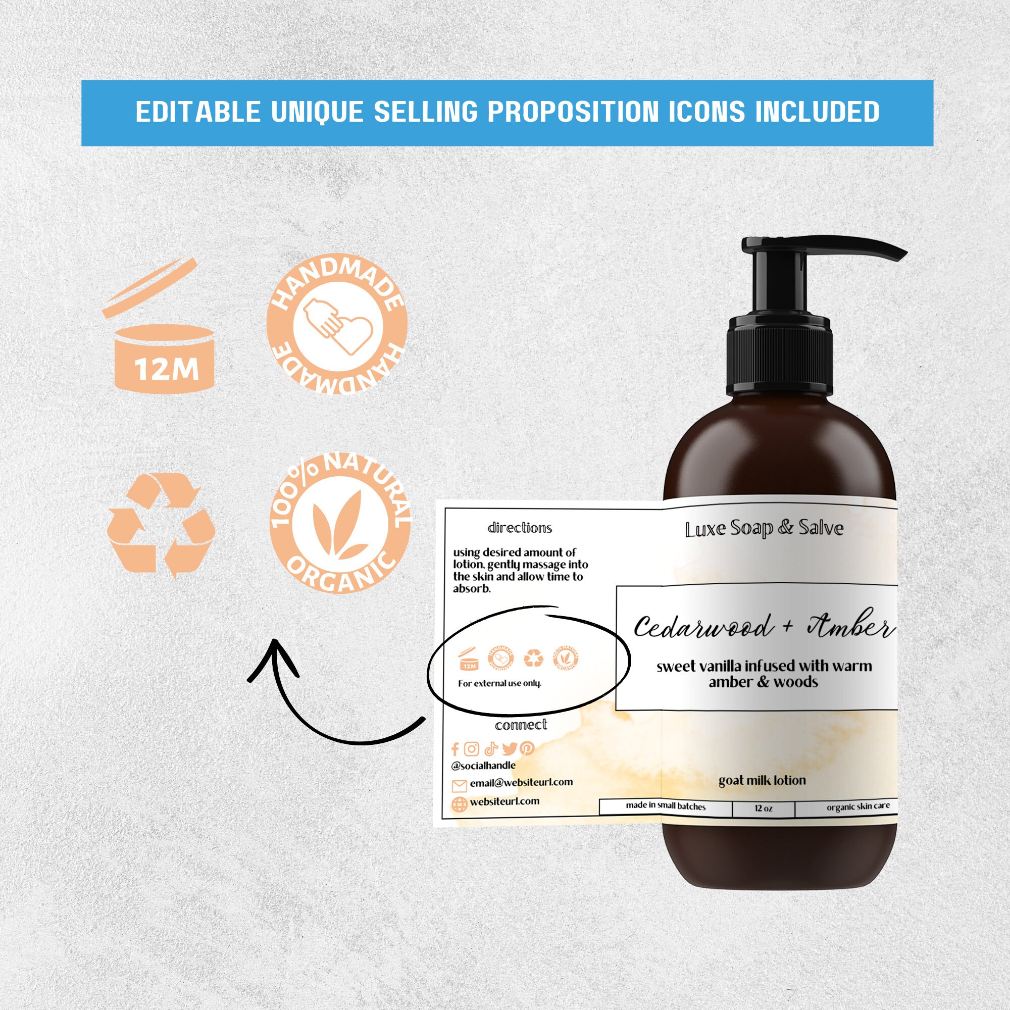 Wrap Around Lotion Bottle Label Template Customizable Handmade Lotion ...