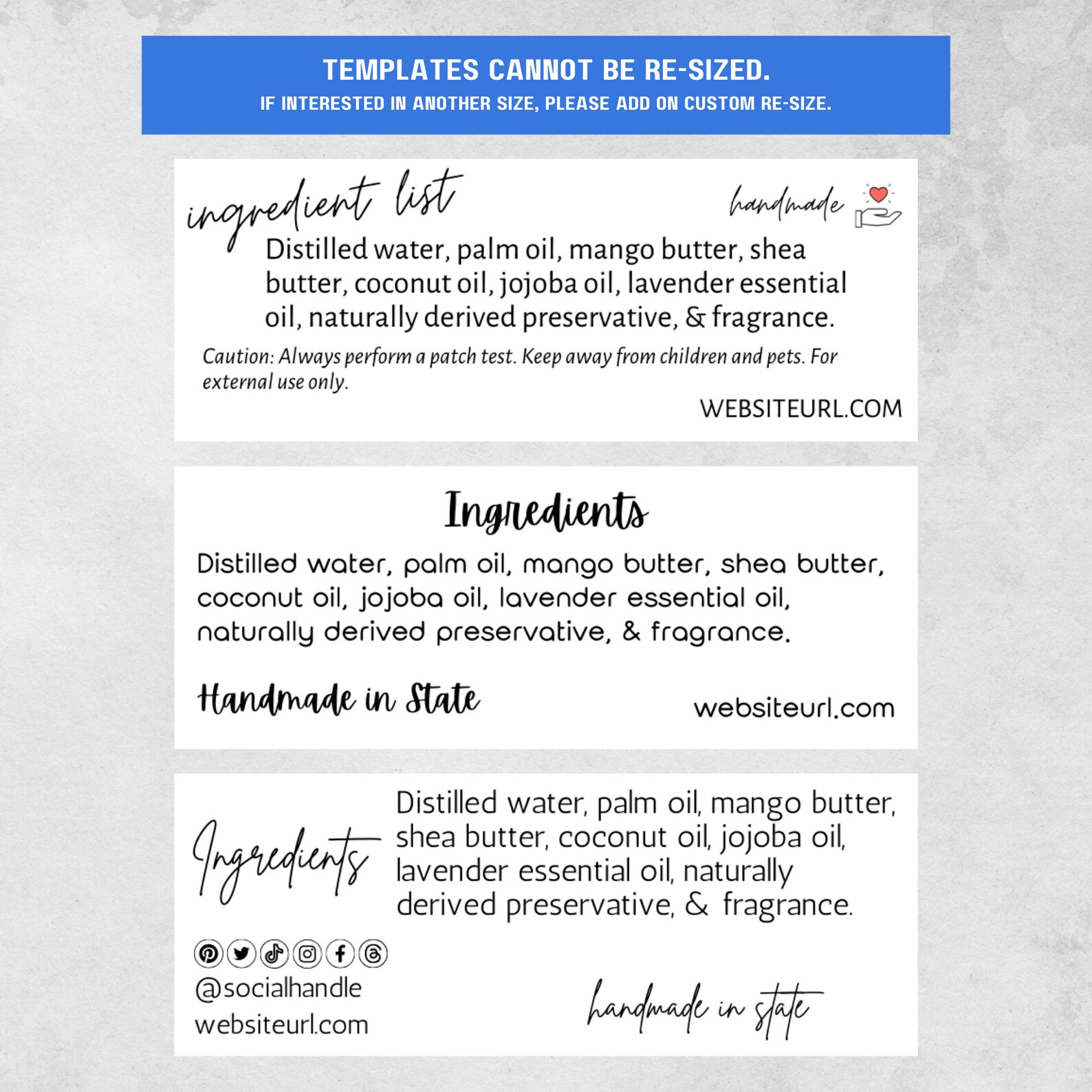 Rectangle Ingredient List Label Template Editable Small Ingredients ...