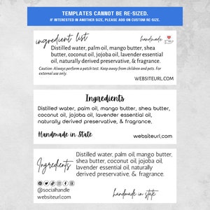 Address Rectangle Ingredient List Label Template Editable Small ...