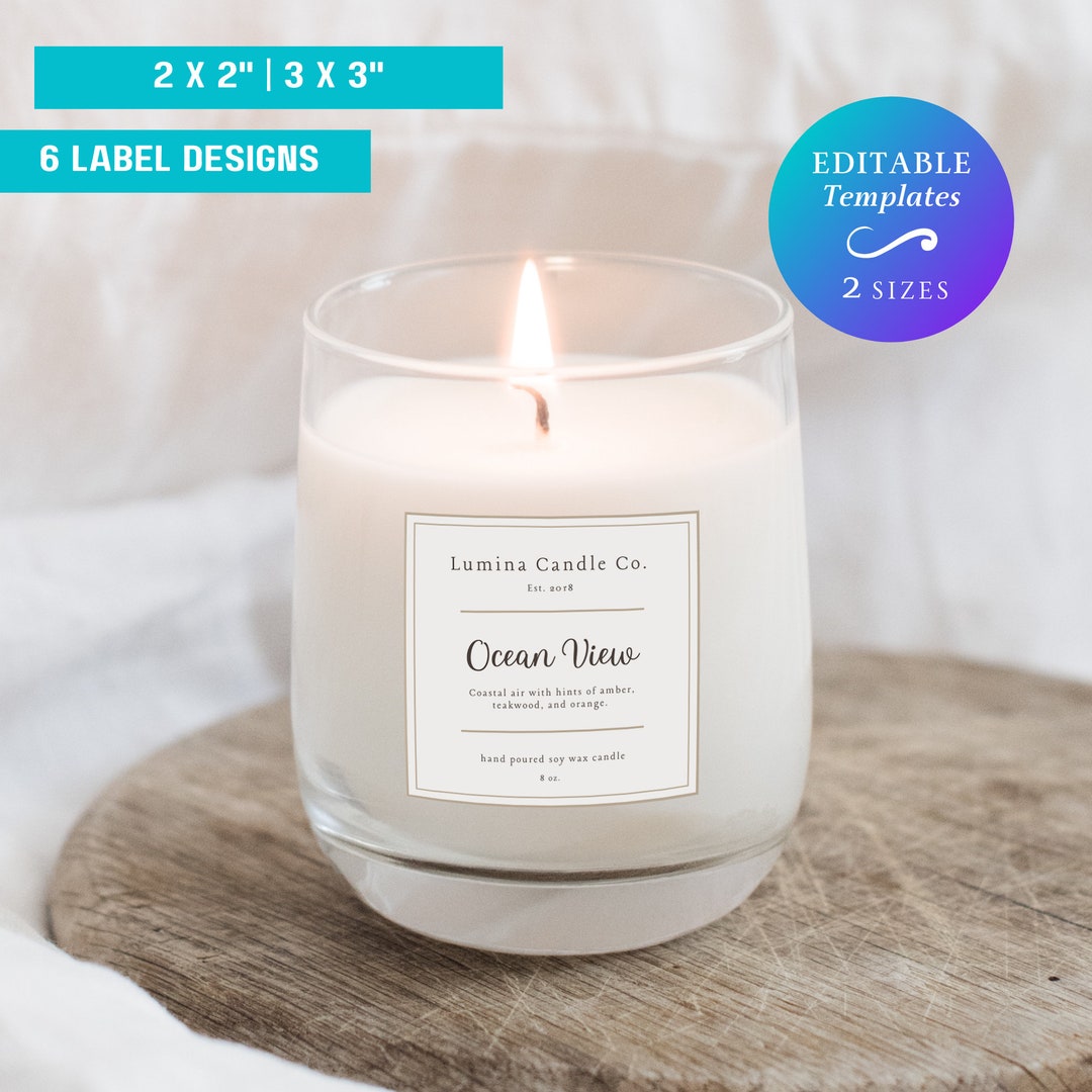 Square Candle Label Template Editable Apothecary Candle Label Custom ...