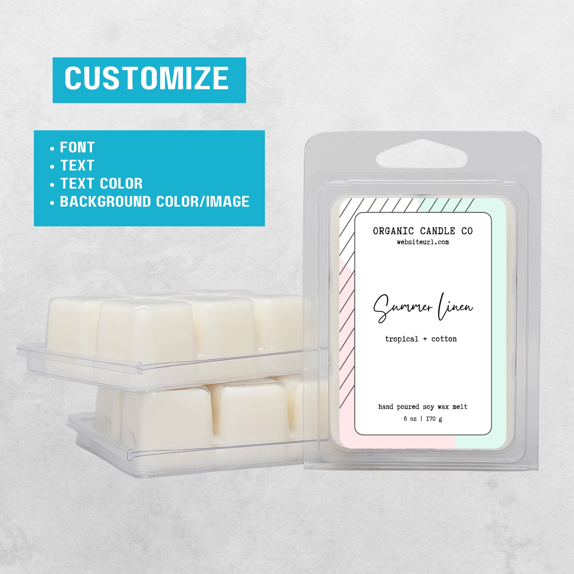 Pastel Soy Wax Clamshell Mold Label Template Editable Clamshell Wax ...