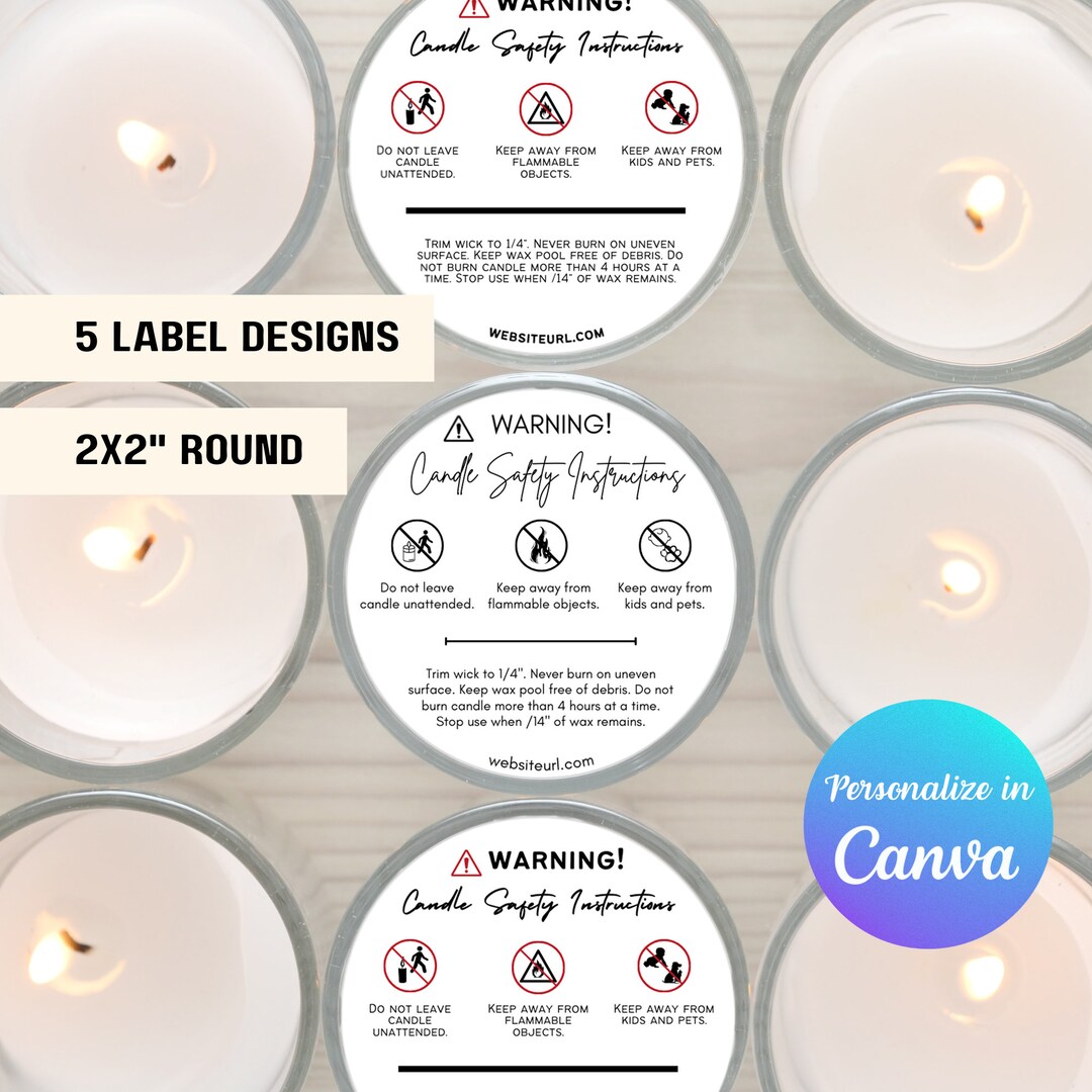 Candle Safety Label Template Printable Candle Warning Label ...