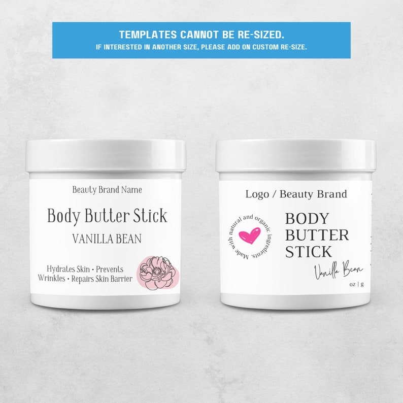 Body Butter Balm Stick Label Template Editable Wrap Around Cosmetic ...