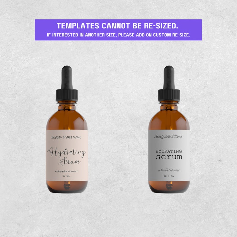 Cosmetic Serum Bottle Label Template Skincare Serum Dropper Label ...