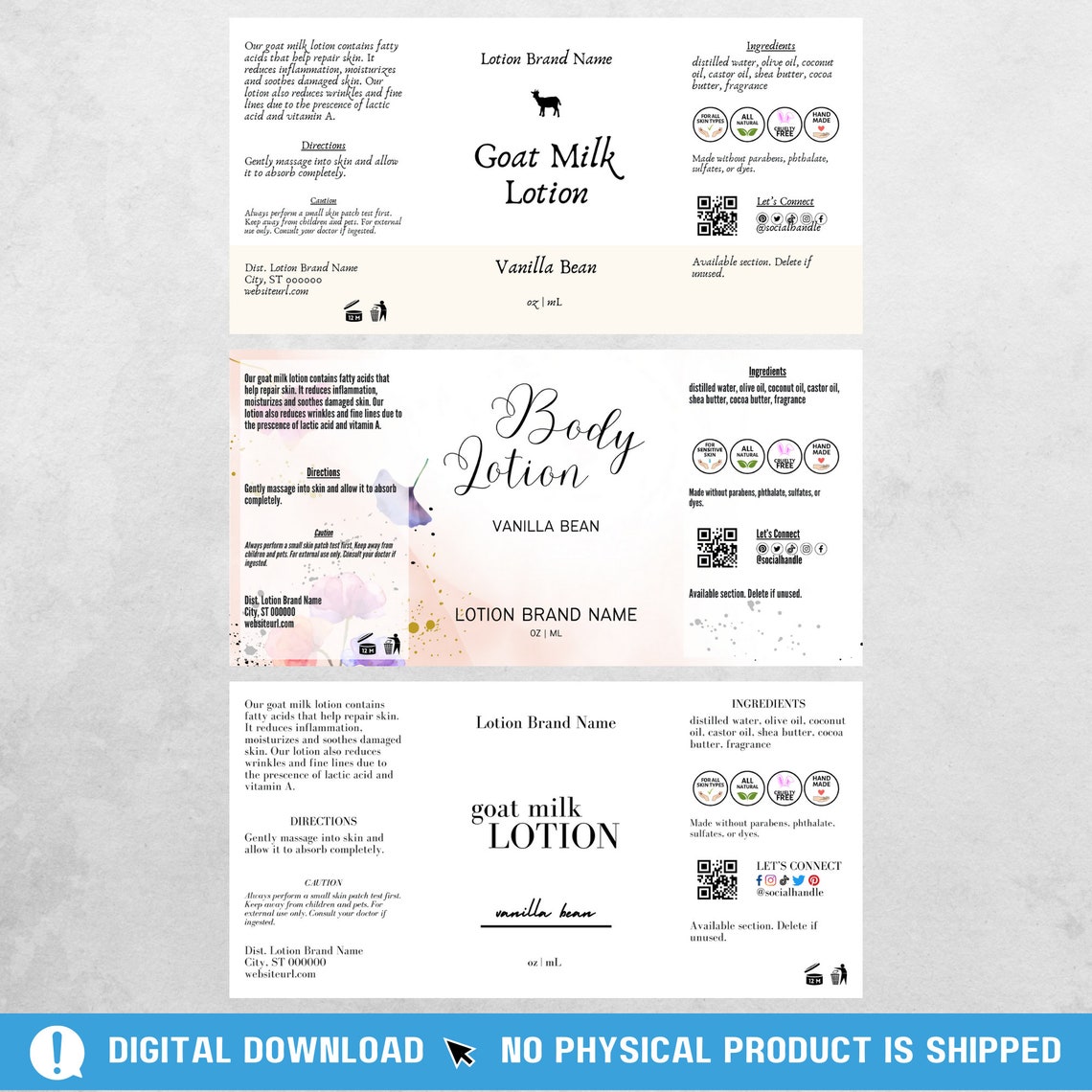 Editable Lotion Bottle Label Template in Canva Handmade Goat Milk ...