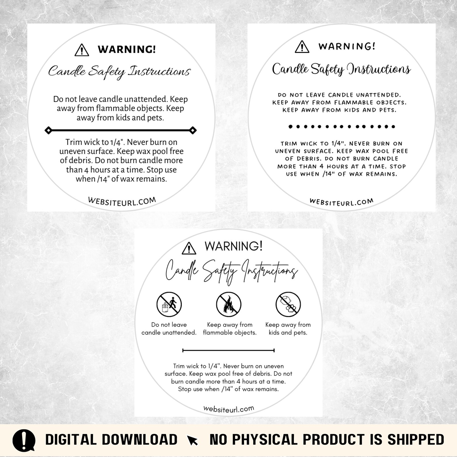 Candle Safety Label Template Printable Candle Warning Label ...