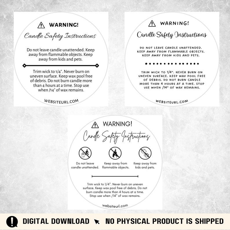 Candle Safety Label Template Printable Candle Warning Label ...