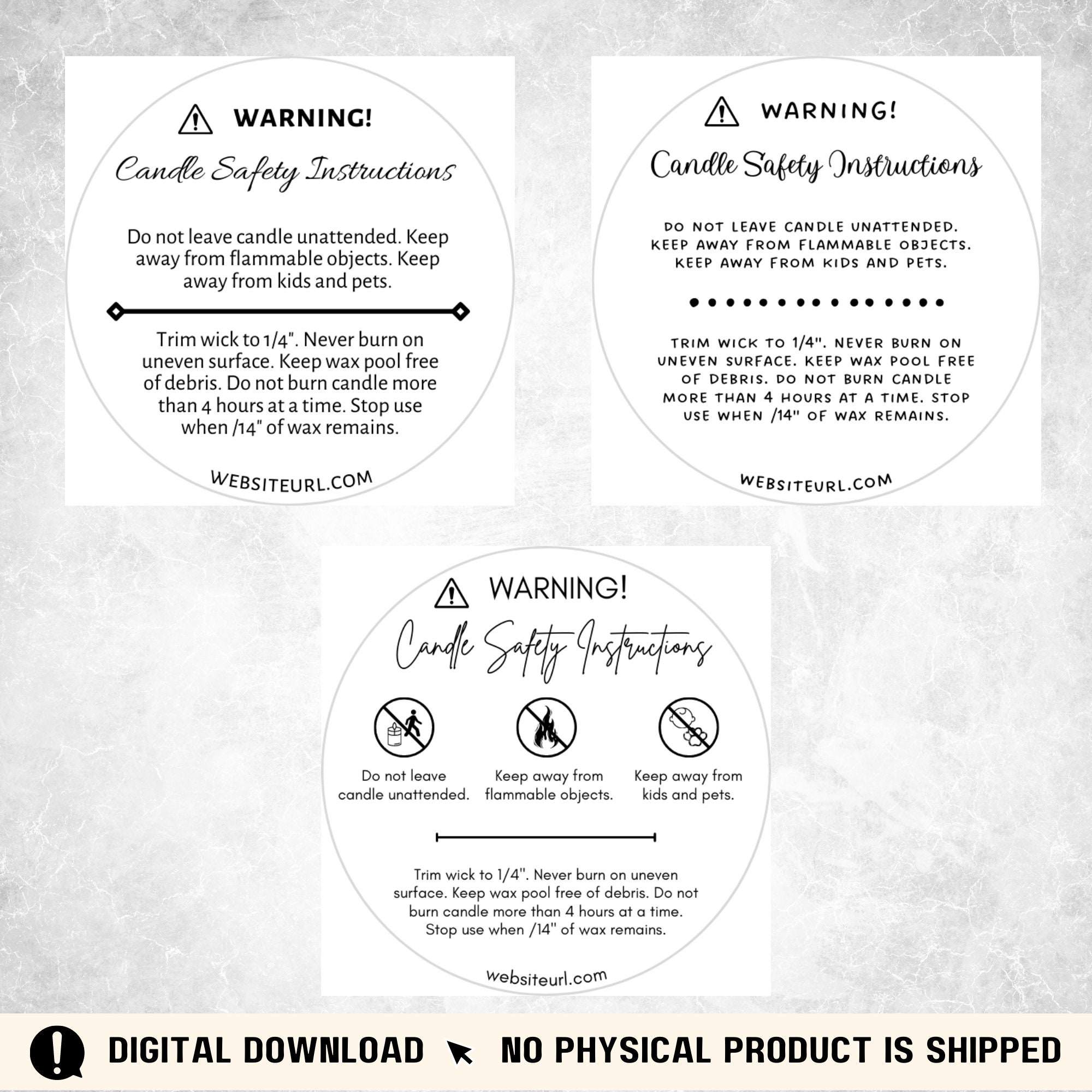 Candle Safety Label Template Printable Candle Warning Label ...