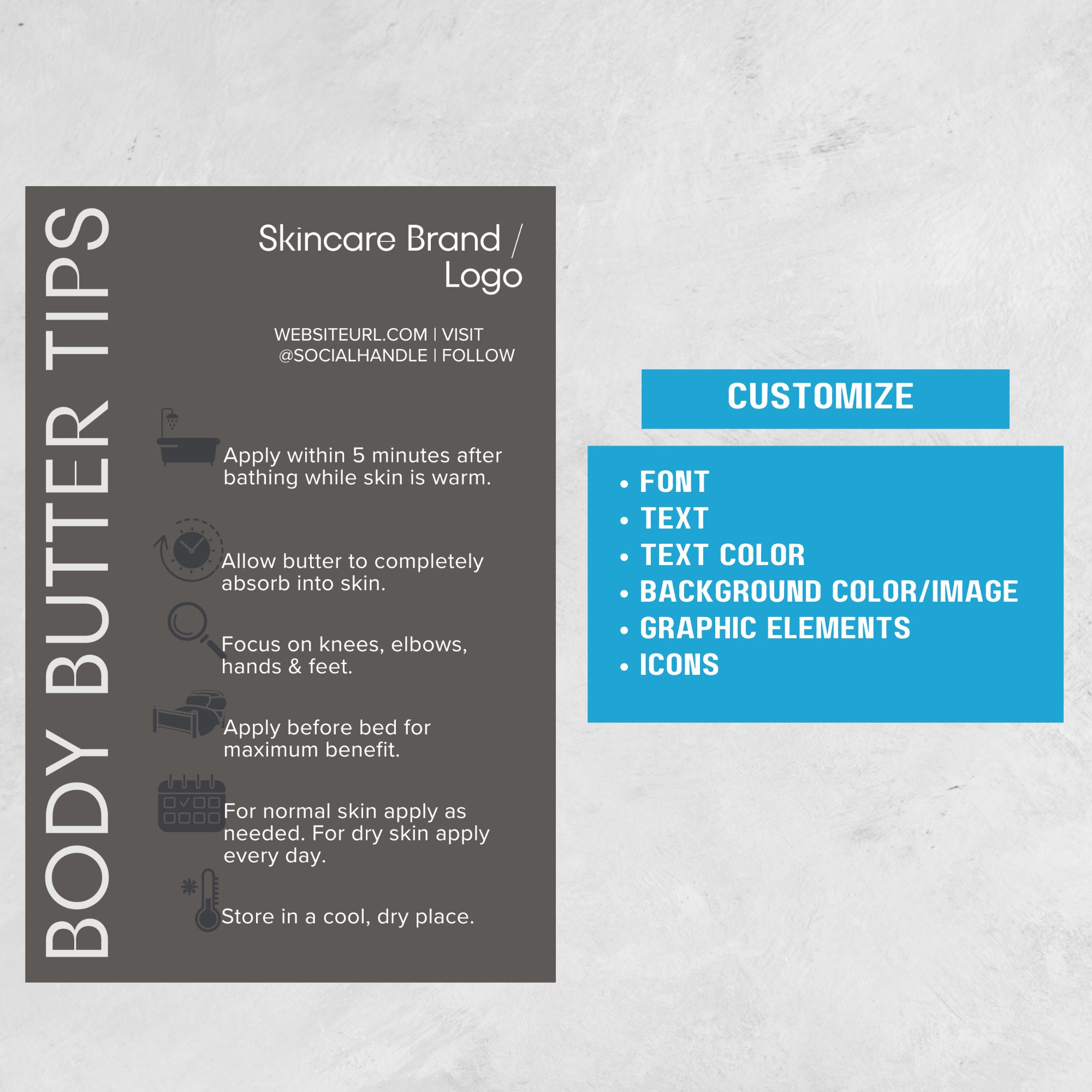4x6 Editable Body Butter Care Card Template Custom Small Business Body ...