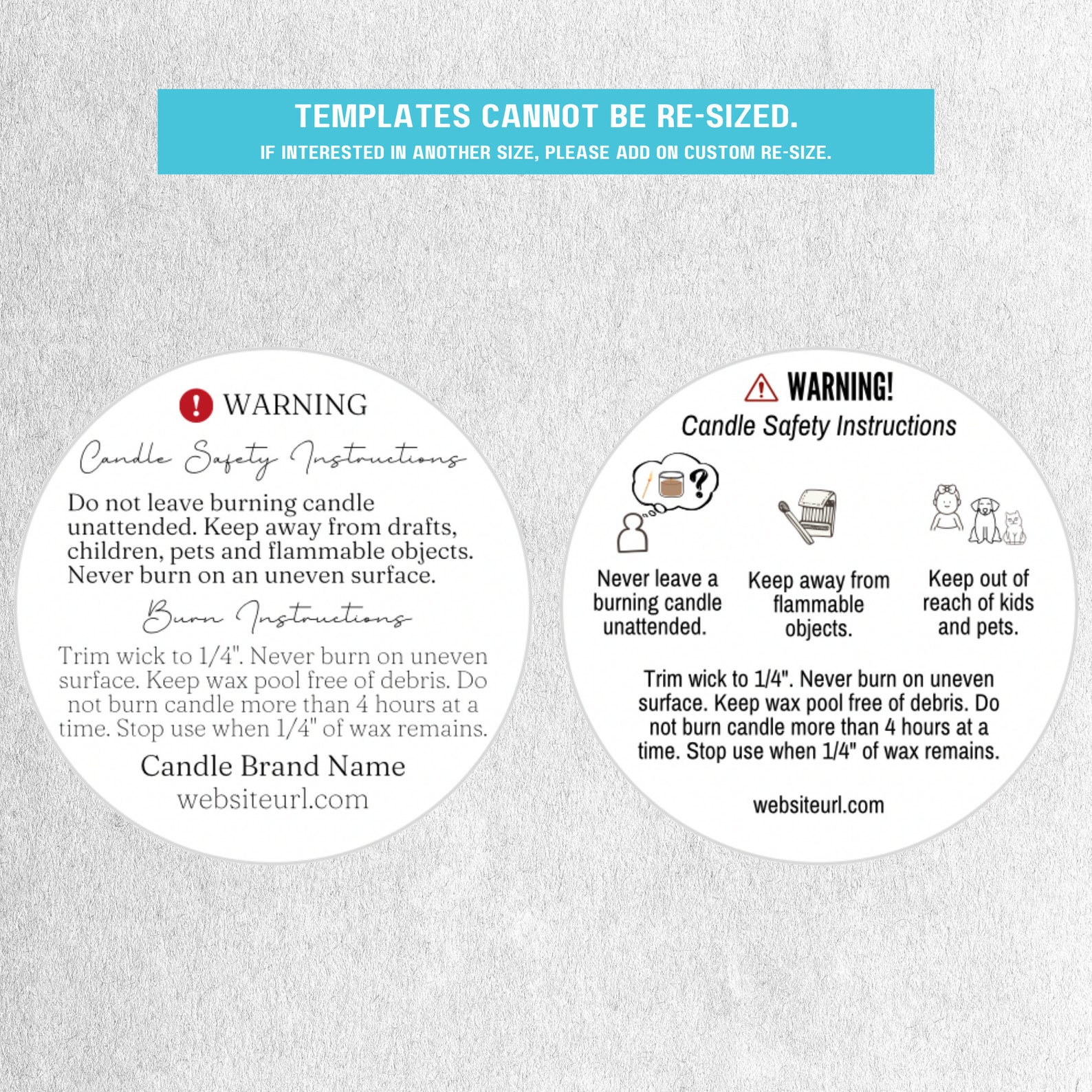 Candle Safety Instruction Label Template Custom Round Candle Safety ...