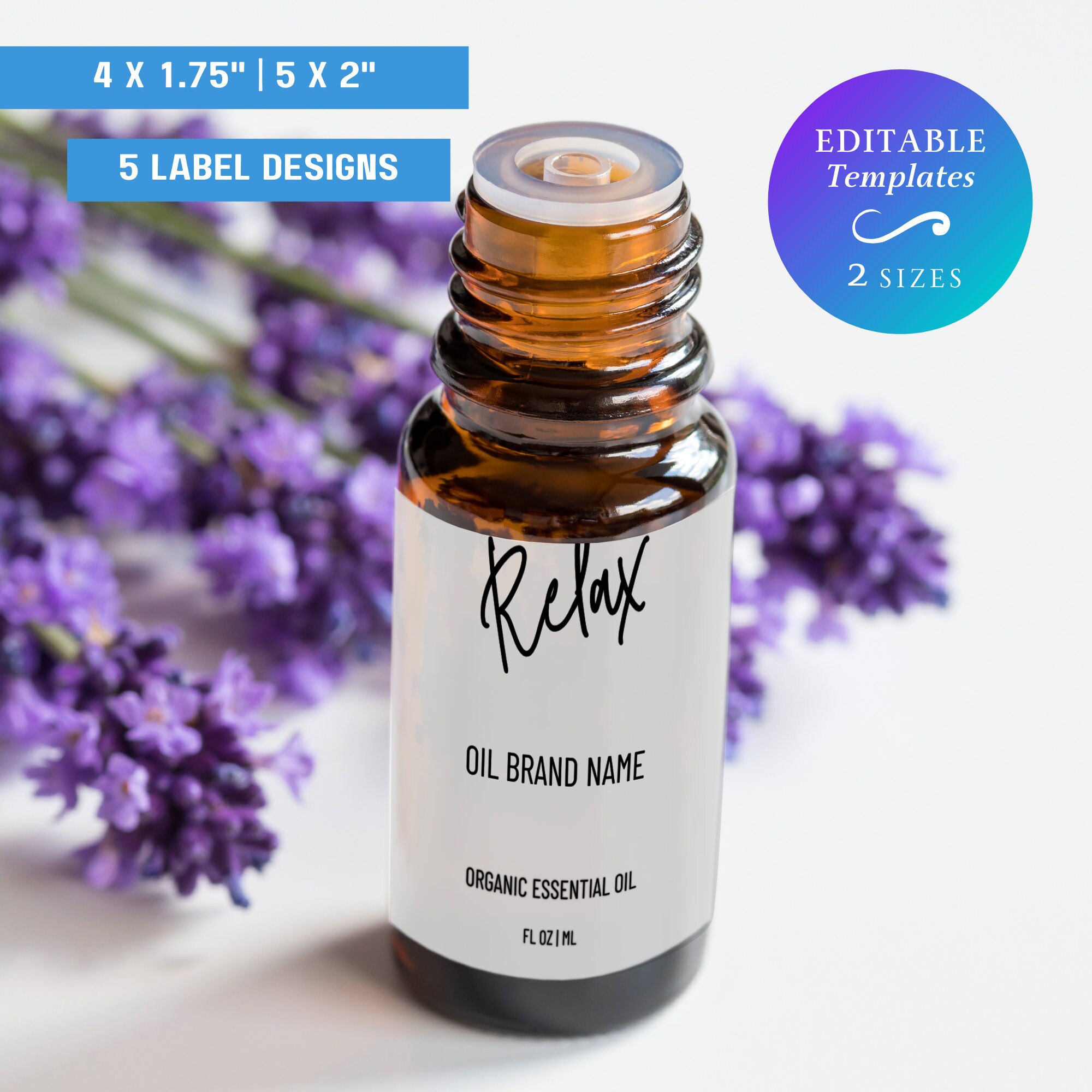 Essential Oils Bottle Label Template Editable Oil Dropper Wrap Around ...