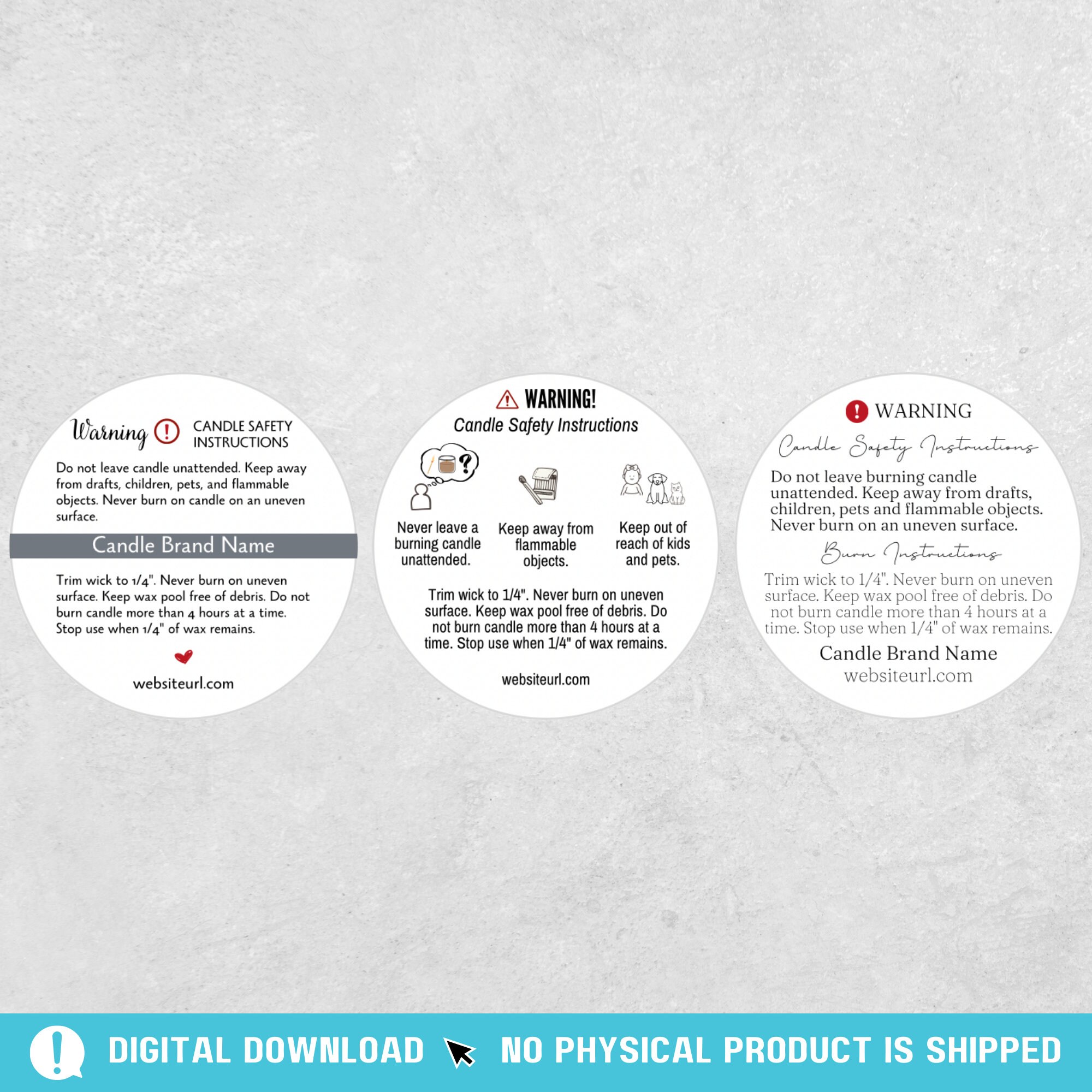 Candle Safety Instruction Label Template Custom Round Candle Safety ...