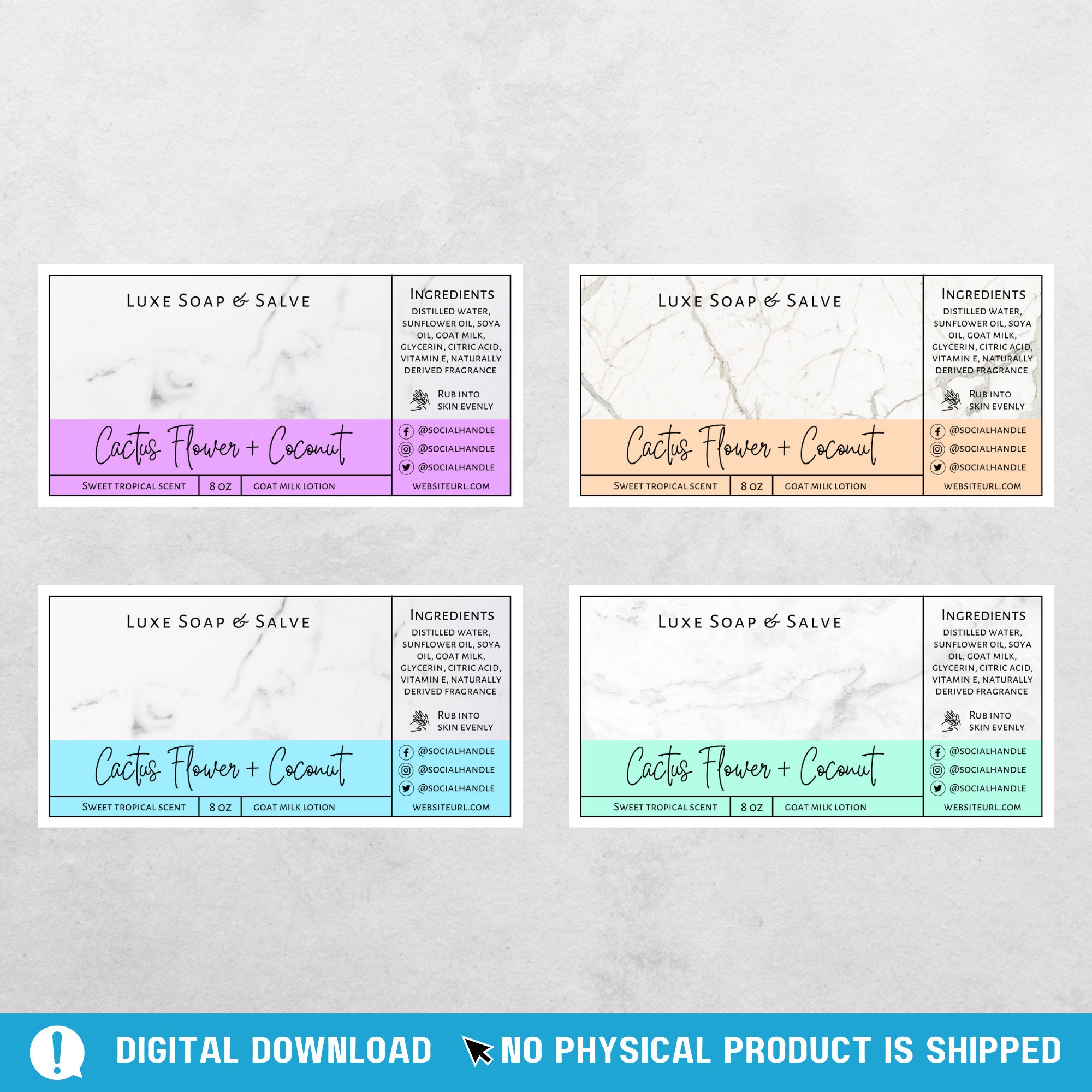 Organic Hand Body Lotion Label Template DIY Cosmetic Bottle - Etsy