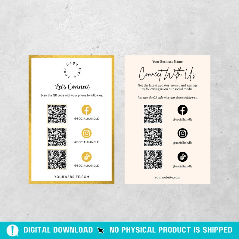 Social Media QR Customizable Card Template Small Business Social Card ...