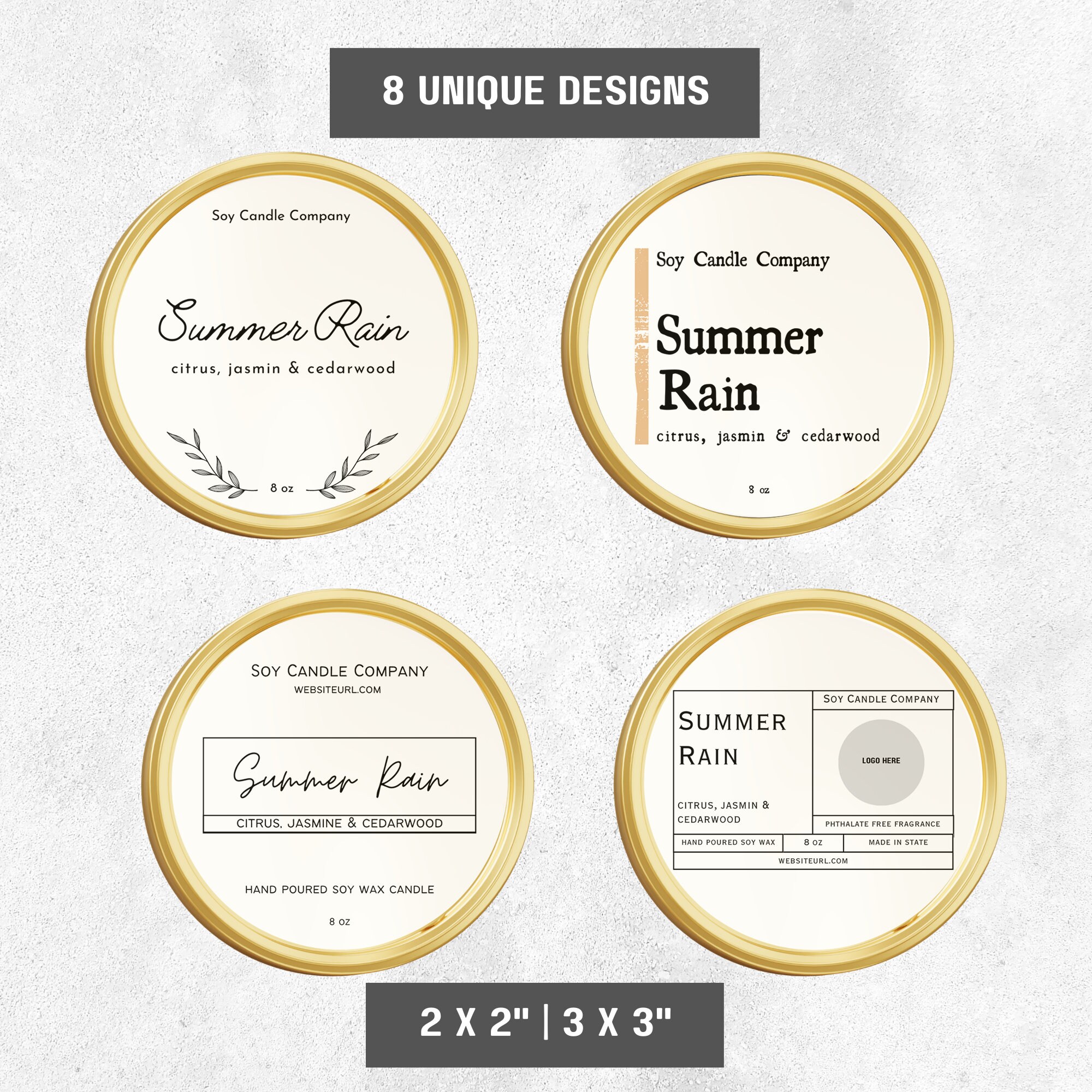 Soy Wax Round Candle Label Template Minimal Round Candle Sticker ...