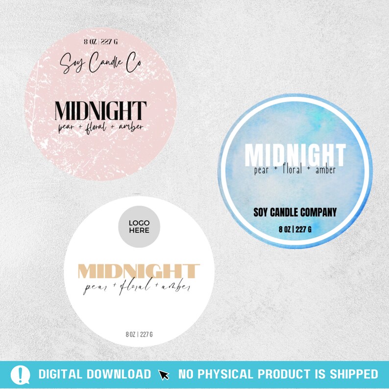 Round Candle Lid Label Template Personalize 1.5x1.5 2x2 Candle Tin Lid ...