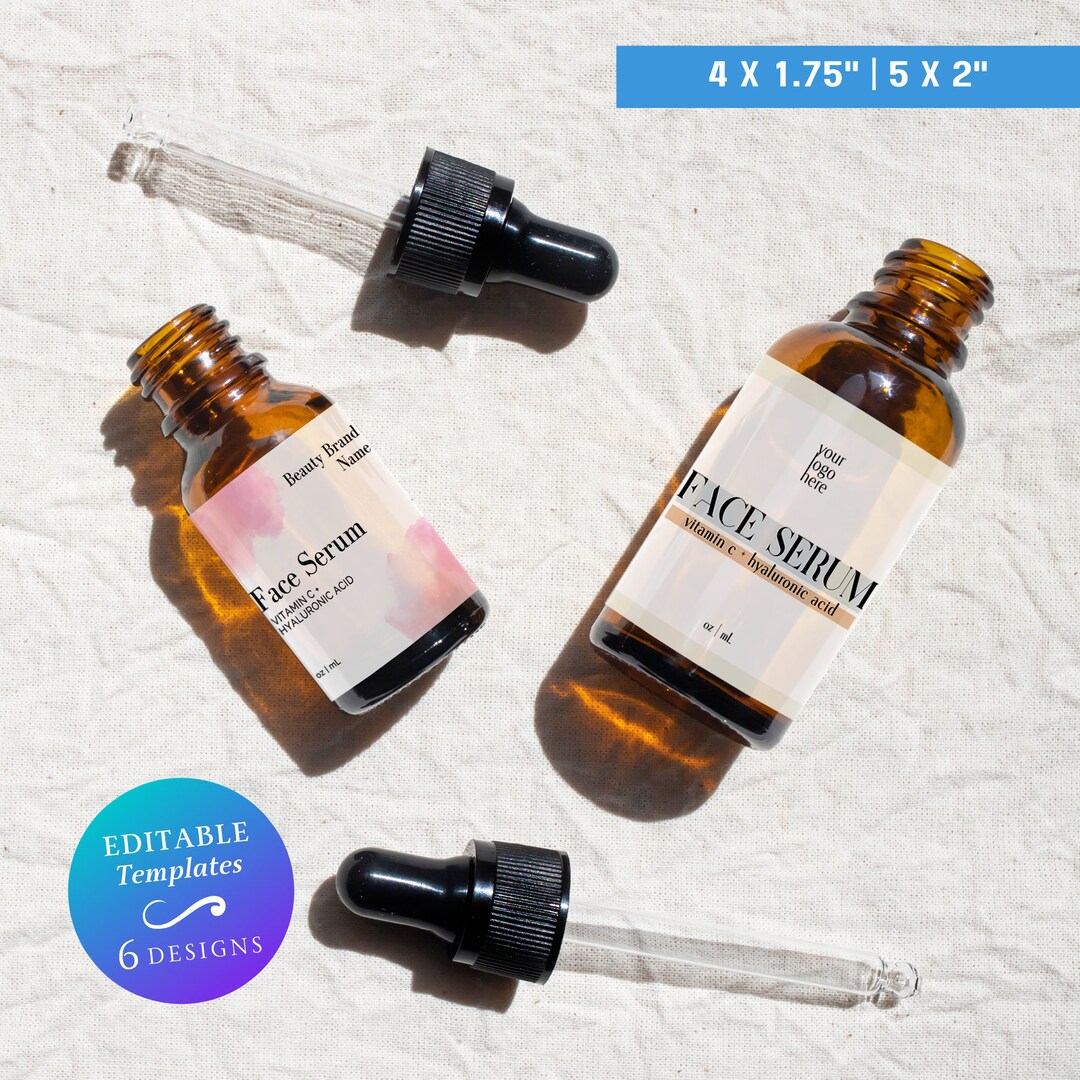 Wrap Around Facial Oil Bottle Label Template Editable Canva Oil Dropper ...