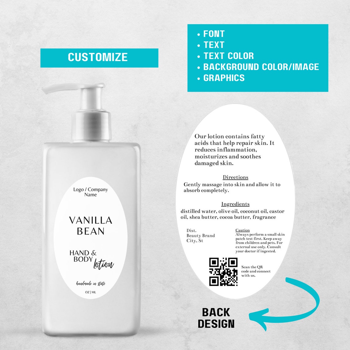Oval Hand & Body Lotion Label Template Editable Oval Lotion Label ...