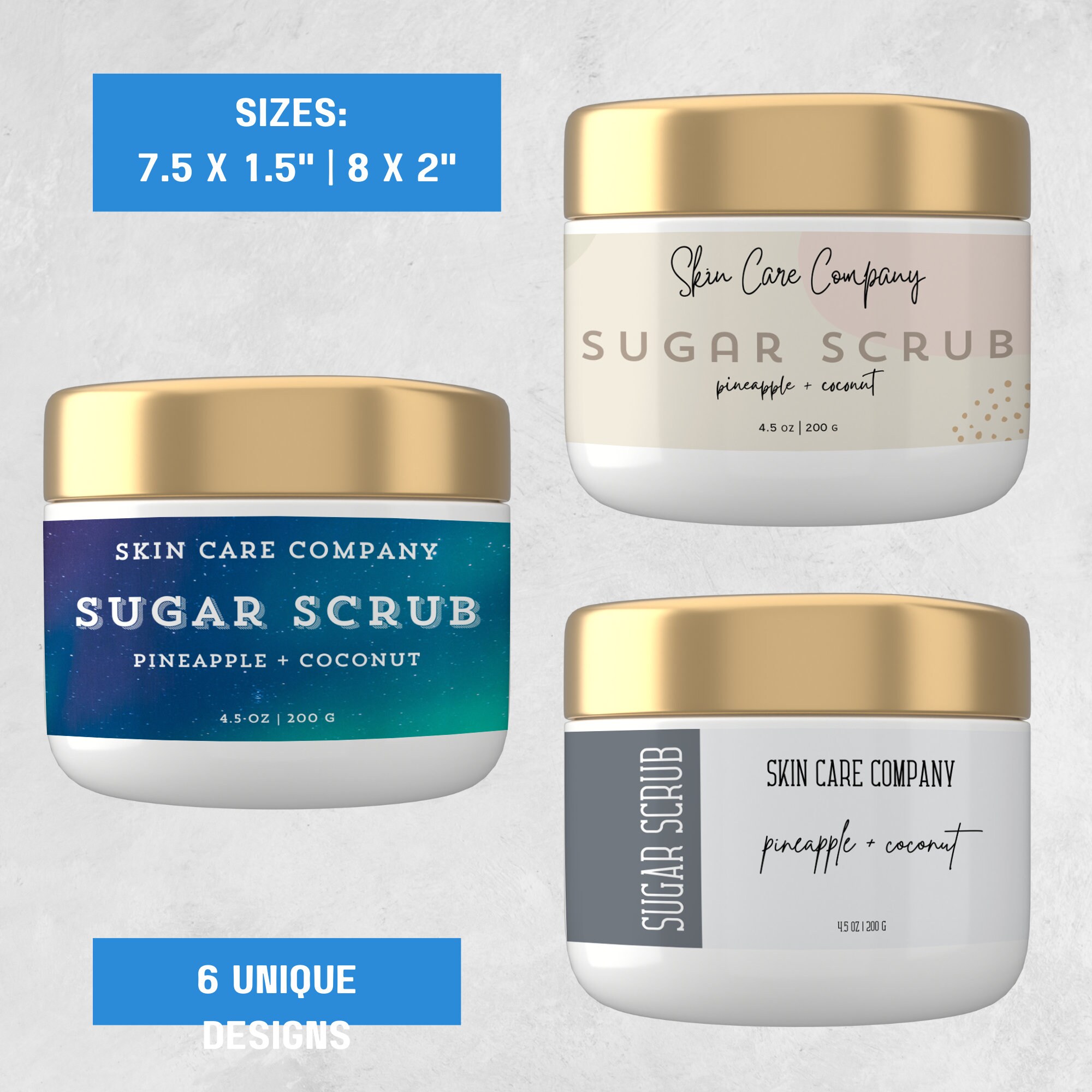 Hand & Body Skincare Sugar Scrub Label Template Custom Sugar Scrub Foot ...
