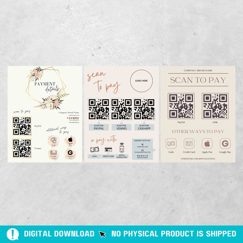 Scan to Pay QR Sign Template Editable Payment Details With QR Code Sign ...