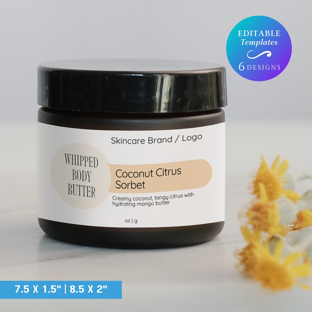 Body Butter Wrap Around Label Template Editable Skincare Jar Label ...